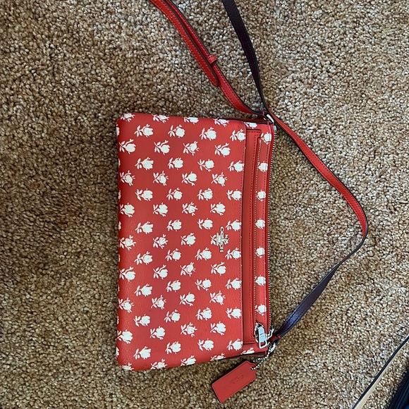 Coach | Bags | Rare Red Coach Bag With White Roses | Poshmark